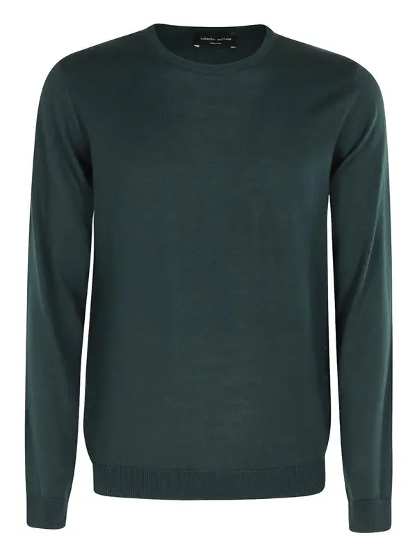 ROBERTO COLLINA Crew Neck Sweater With Long Sleeves - Green