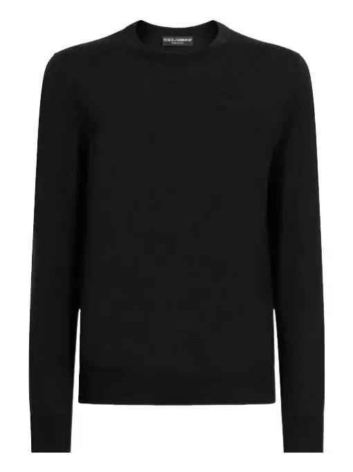 Dolce & Gabbana Crew Neck Long Sleeve Sweater - Black