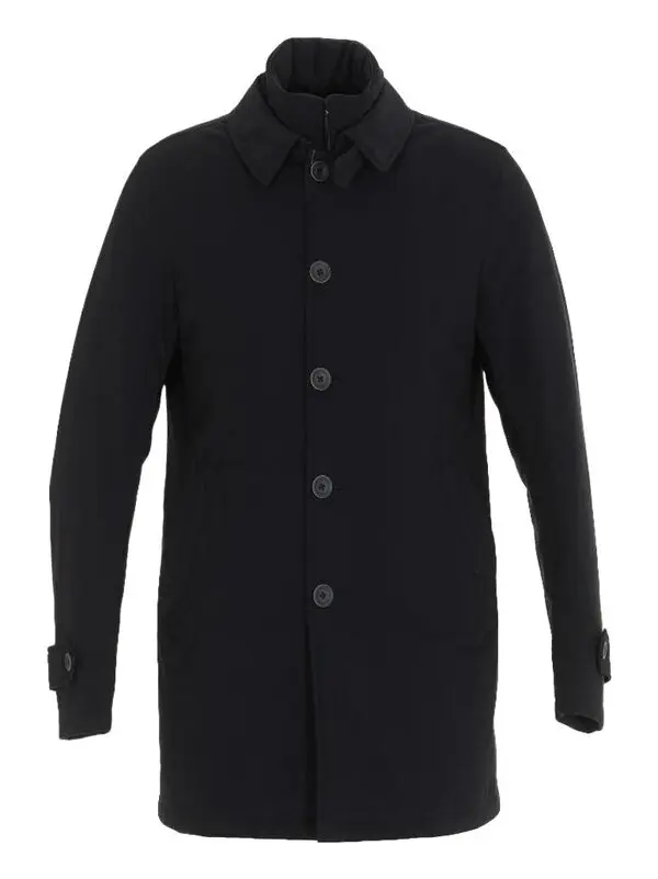 Herno Single-breasted High-neck Padded Coat - Black