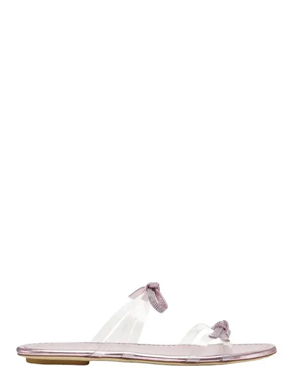 STUART WEITZMAN Embellished Bow Detail Flat Sandals - Pink