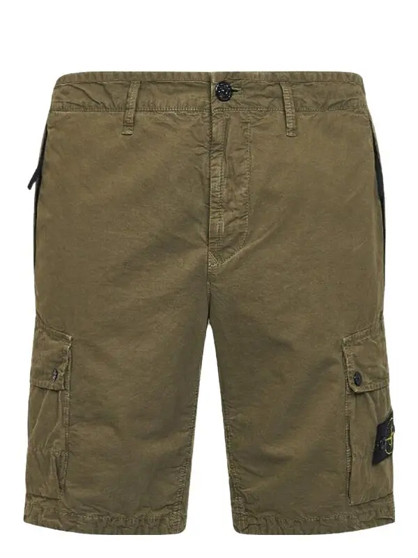 Stone Island Compass Patch Cargo Shorts - Green