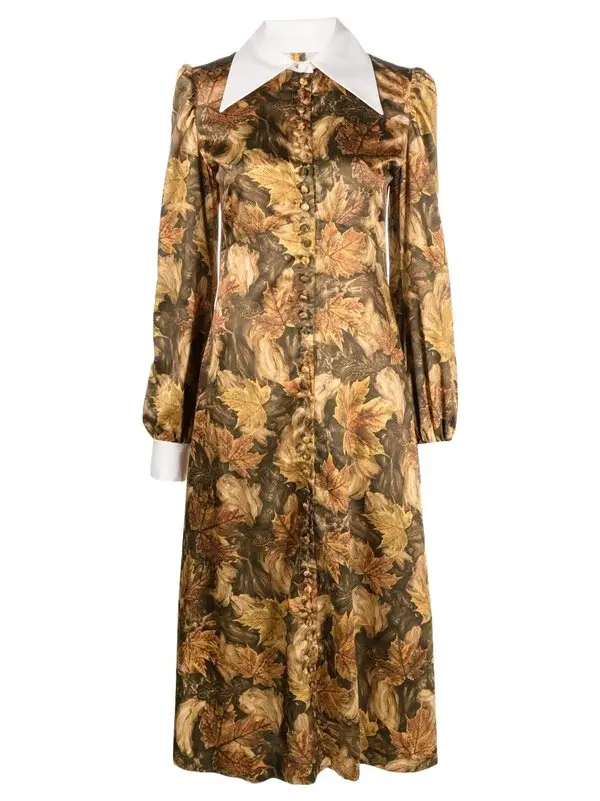 ERL Long-sleeved Dress With Contrasting Collar - Brown