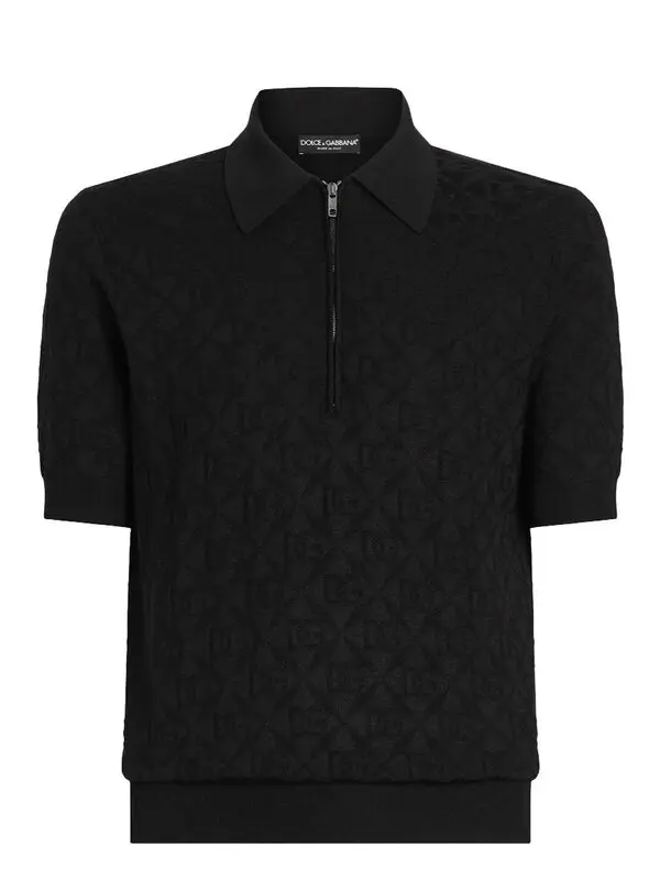 Dolce & Gabbana Logo-jacquard Polo Shirt - Black