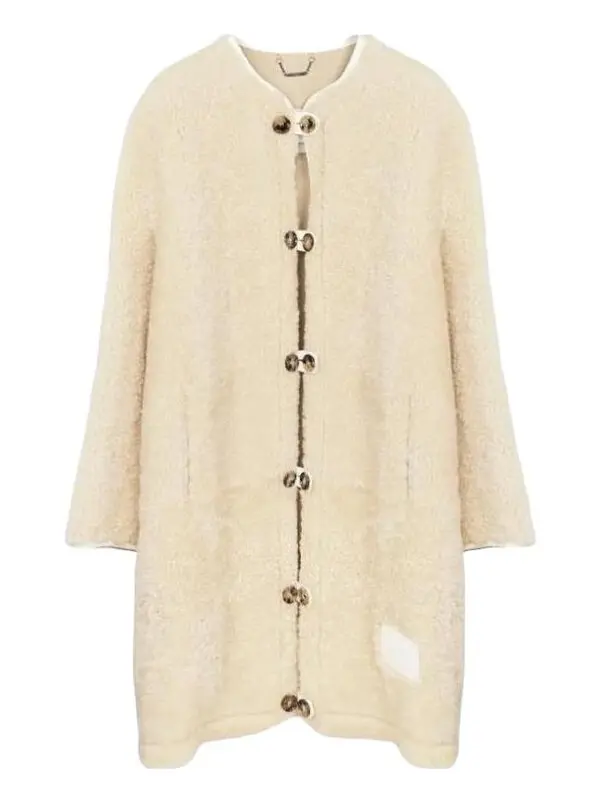 Chloé Single-breasted Shearling Coat - Nude