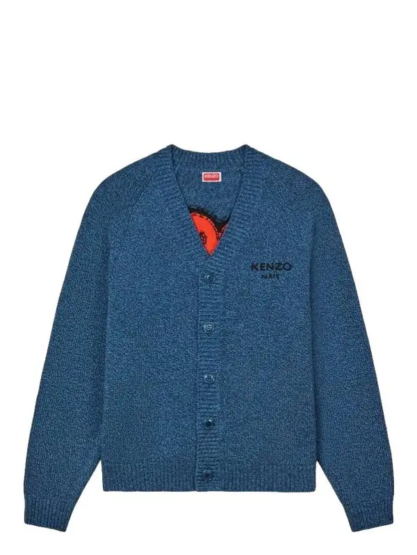 Kenzo Cotton Wool Boke Flower Cardigan - Blue