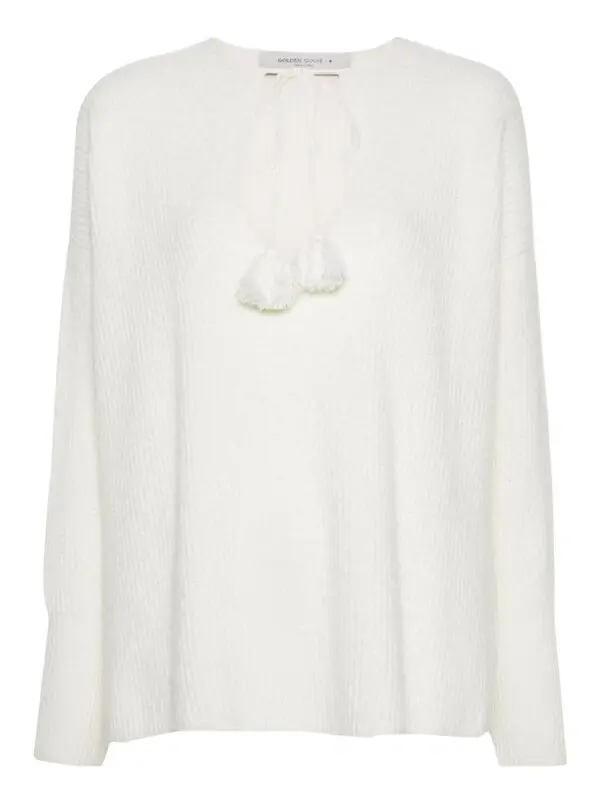 GOLDEN GOOSE Mary Lou Knitted Jumper With Tassel Detail - White