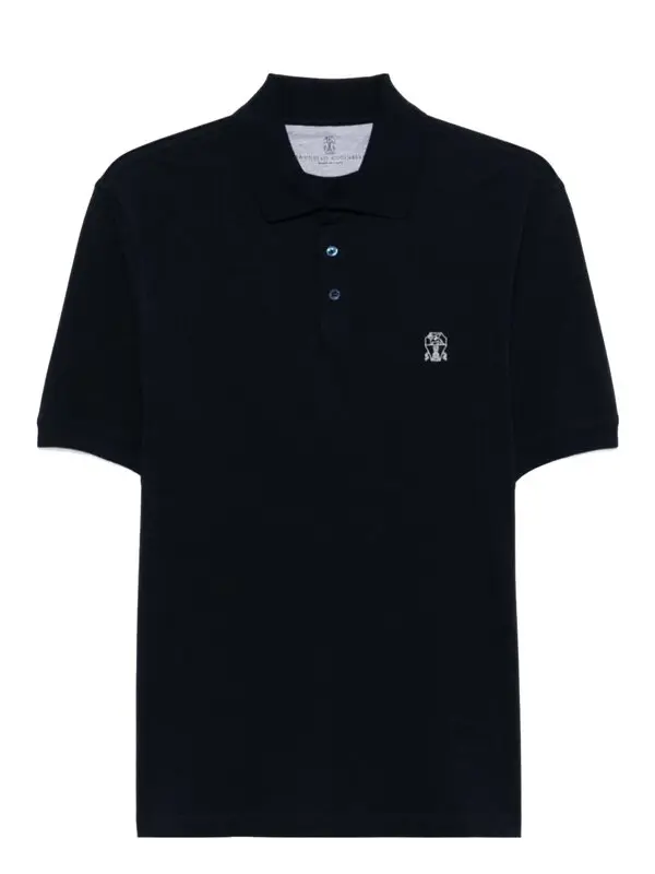 Brunello Cucinelli Logo Detailed Short-sleeved Polo Shirt - Black