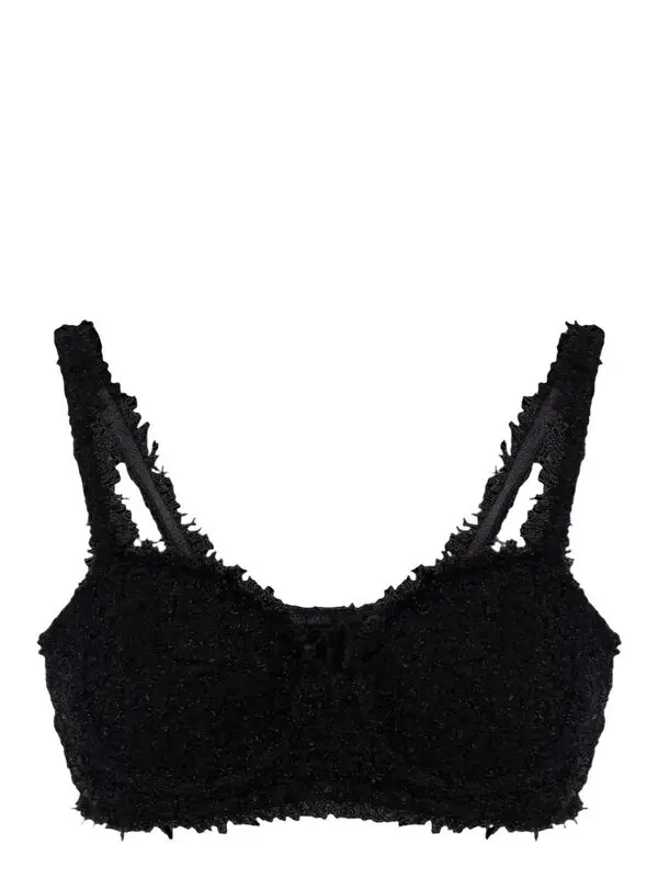 Balenciaga Cropped Tweed Tank Top - Black
