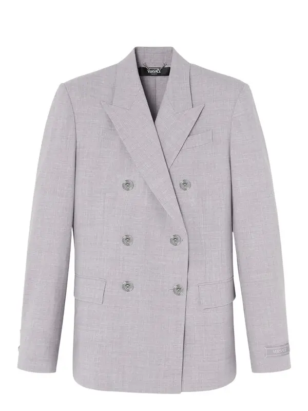 Versace Double-breasted Tailored Blazer - Gray