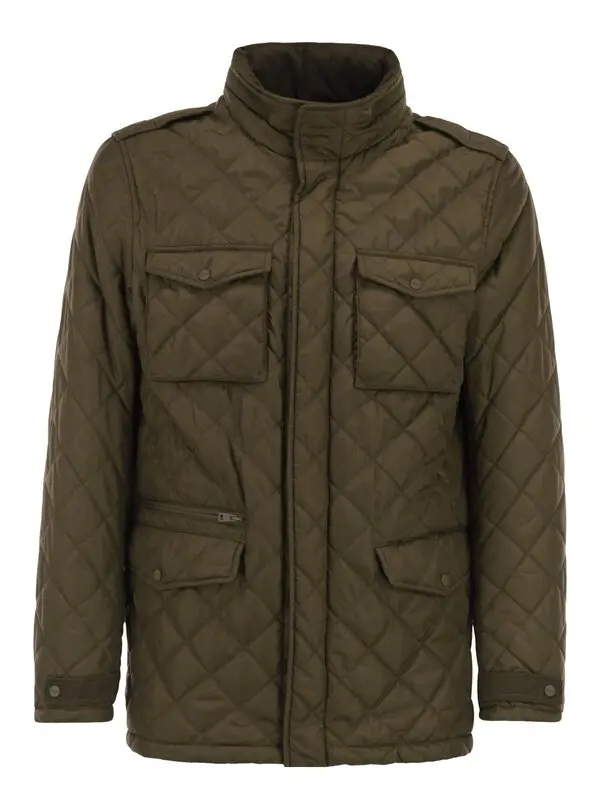 Herno Diamond Quilted Long-sleeved Jacket - Brown
