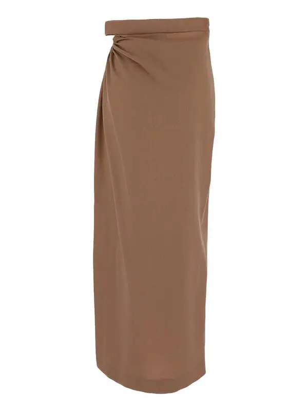 Max Mara Slit Skirt With Pleated Detailing - Brown