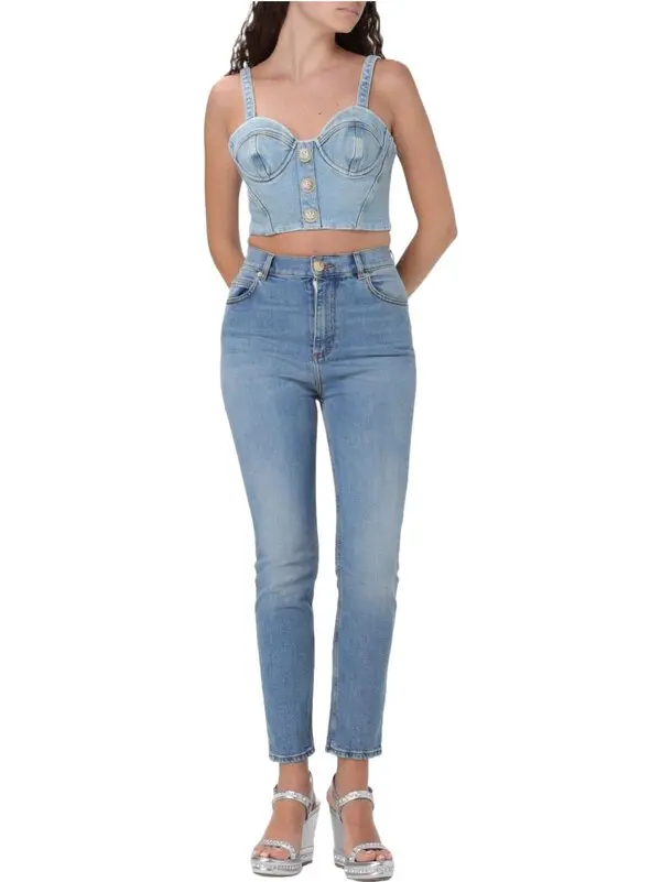 Balmain Logo-patch Tapered Jeans - Blue