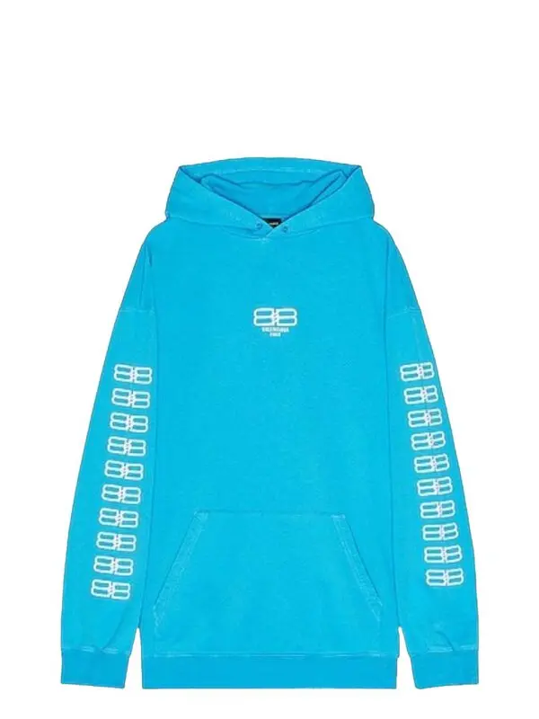 Balenciaga Embroidered Logo Hoodie - Blue