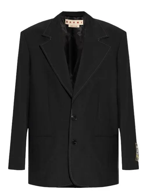 Marni Logo Patch Single-breasted Blazer - Black