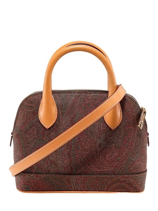 Etro Paisley-print Handbag With Top Handle And Shoulder Strap - Brown