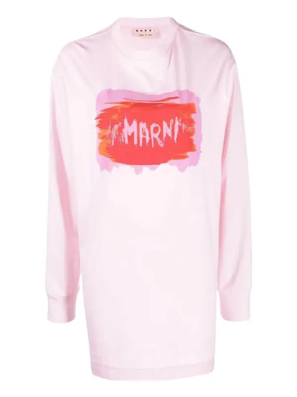 Marni Logo Print Long Sleeve Top - Pink