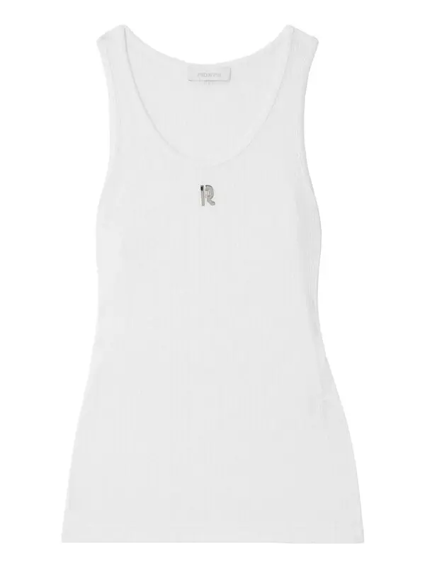 Rabanne Logo-plaque Sleeveless Tank Top - White