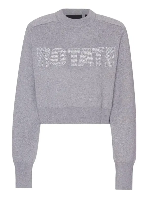 ROTATE BY BIRGER CHRISTENSEN Crystal Logo Mélange Jumper - Gray