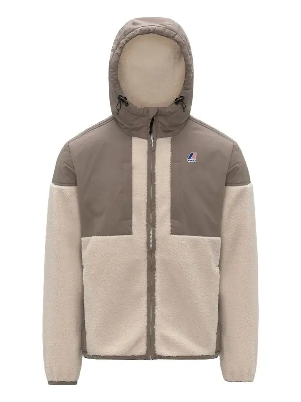 K-WAY Fleece Hooded Jacket With Zip Closure - Nude