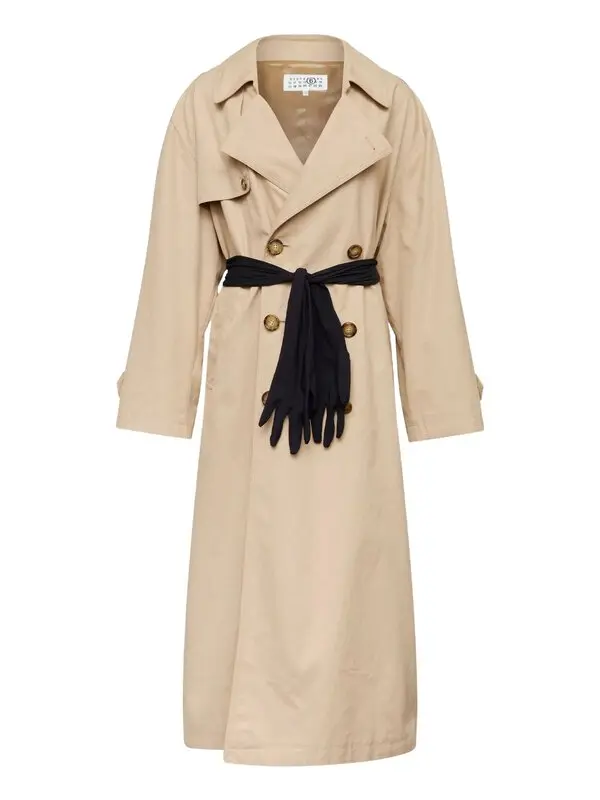 MAISON MARGIELA Detachable Tie Trench Coat With Integrated Gloves - Pink Beige