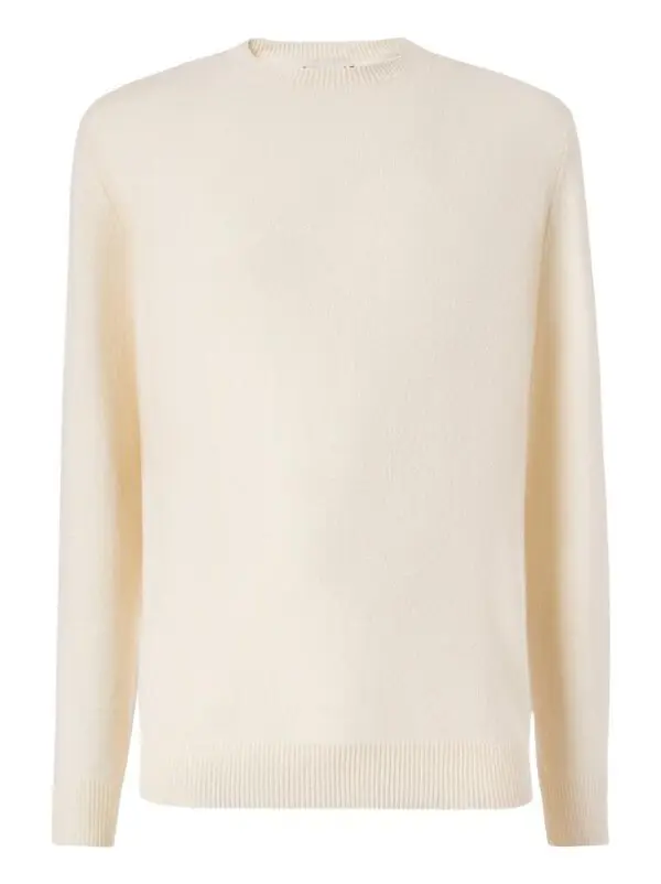 MC2 SAINT BARTH Ribbed Crewneck Jumper With Embroidered Logo - White