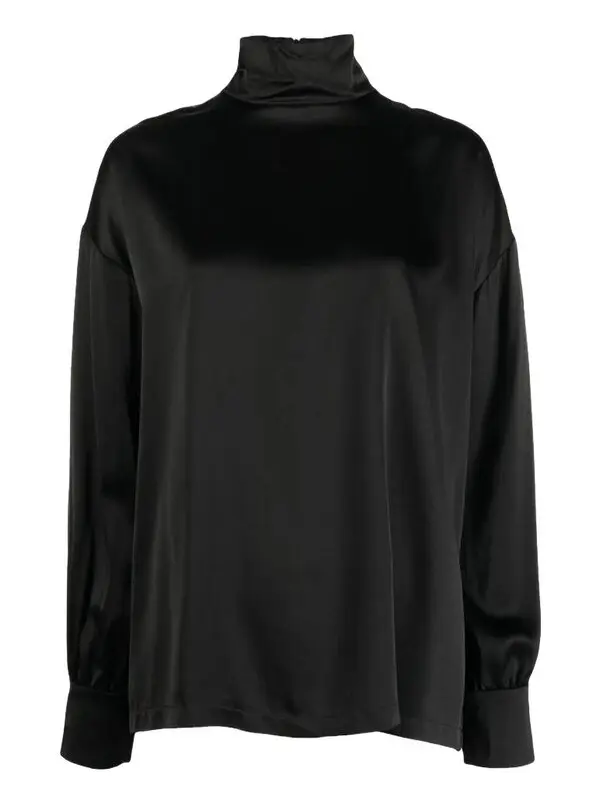 Fabiana Filippi High Neck Long Sleeve Shirt - Black