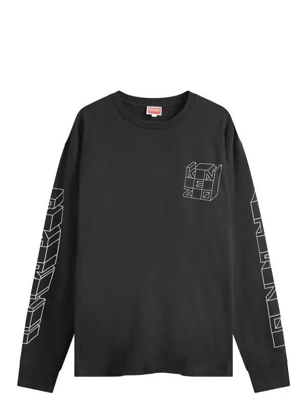 Kenzo Logo Printed Long-sleeved T-shirt - Black