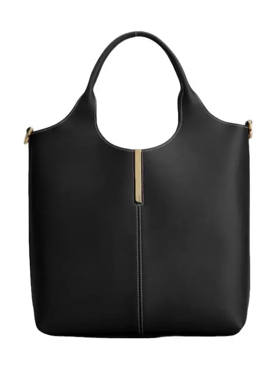 TOD'S Logo Engraved Small Shopper Bag - Black