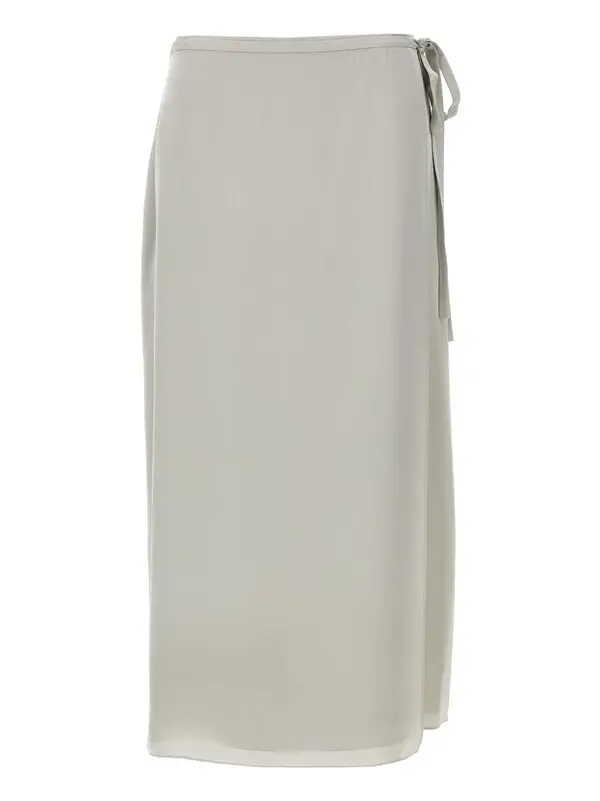 Theory Flared Hem Wrapped Midi Skirt - Gray