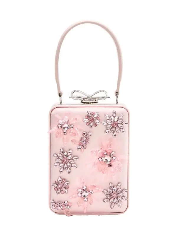 SELF-PORTRAIT Satin Floral Beaded Micro Bag - Pink