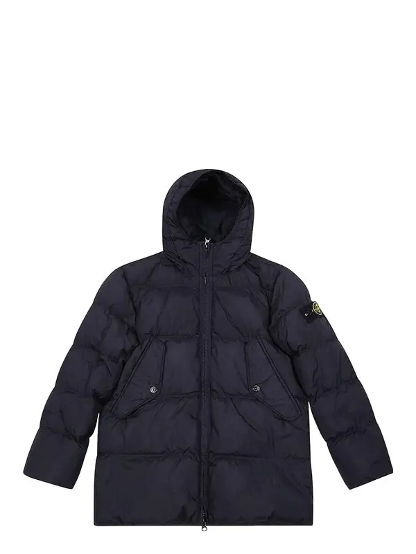 Stone Island Quilted Hooded Zip-up Jacket - Black