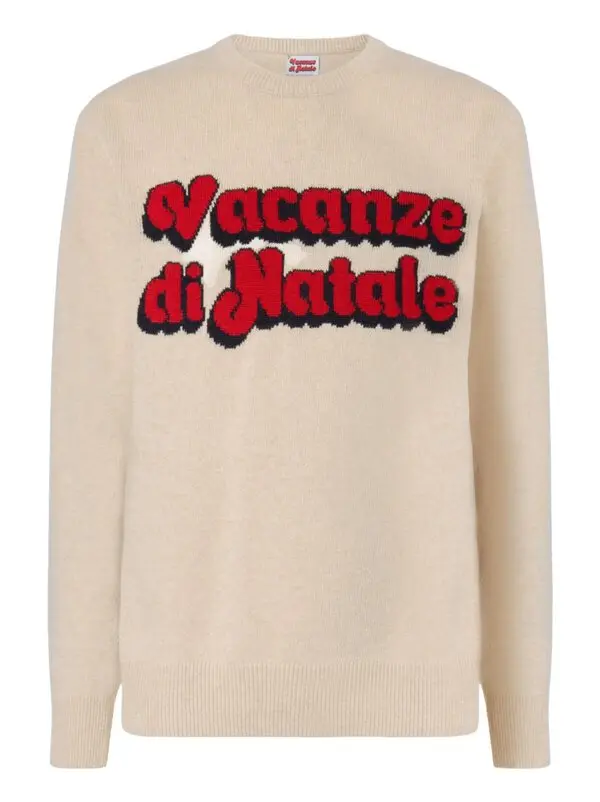 MC2 SAINT BARTH Vacanze Di Natale Logo Jacquard Jumper - Beige