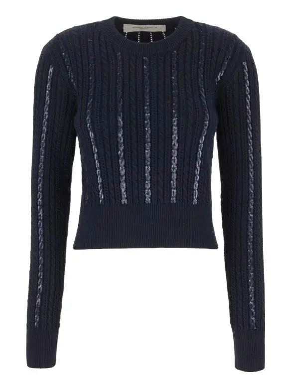 GOLDEN GOOSE Sequin Embellished Cable-knit Jumper - Black