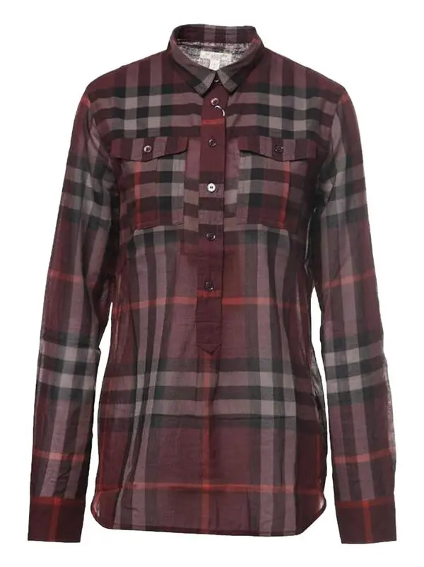 Burberry Plaid Long-sleeved Shirt - Black