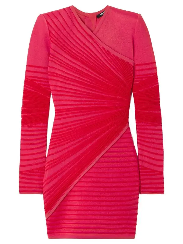 Balmain Wrap Effect Fitted Mini Dress - Red