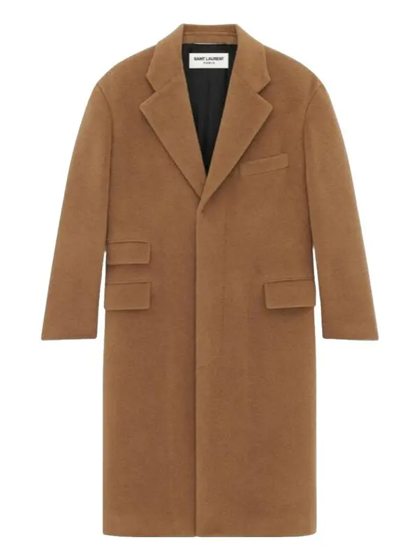 Saint Laurent Oversized Wool Coat - Brown