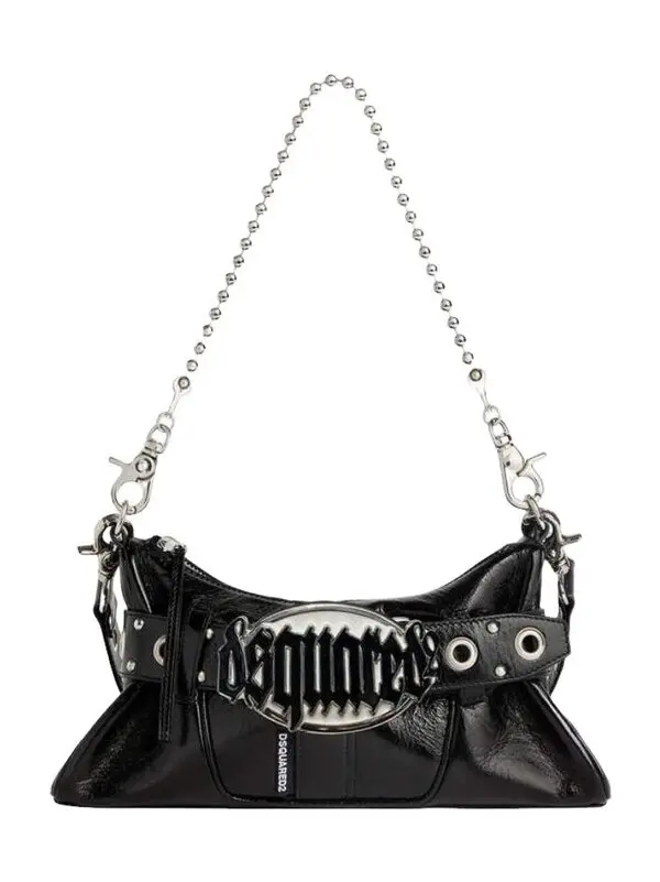 Dsquared2 Gothic Logo Plaque Shoulder Bag - Black