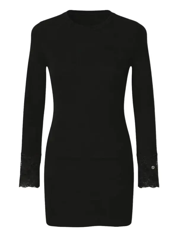 Valentino Garavani Lace Detailed Crewneck Dress - Black