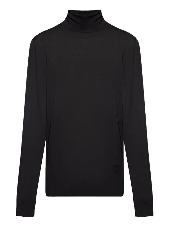 Dolce & Gabbana Logo Detail Turtleneck Sweater - Black