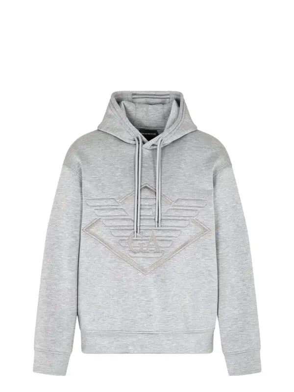 Emporio Armani Logo Embroidered Oversized Hoodie - White
