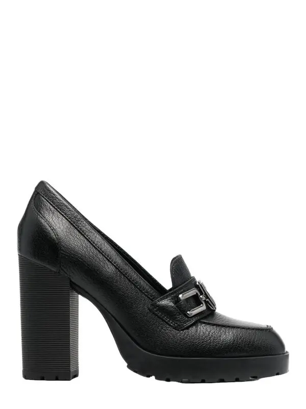 Hogan Logo Plaque Loafer Pumps - Black