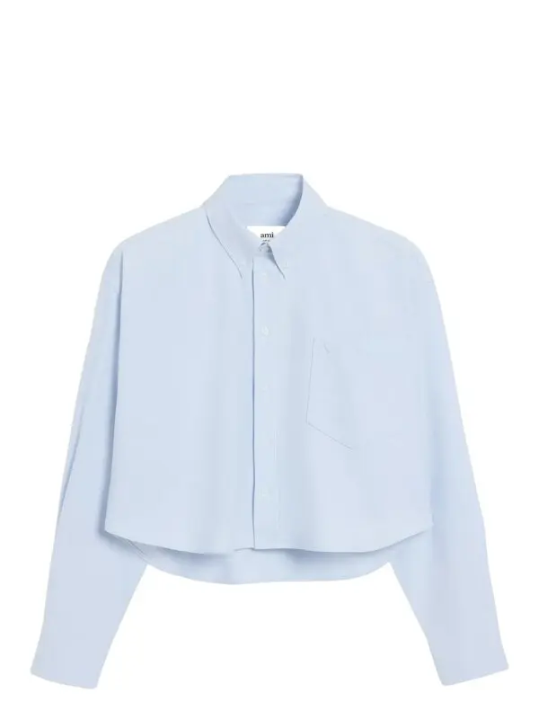 Ami Oxford Cropped Shirt - Sky-blue