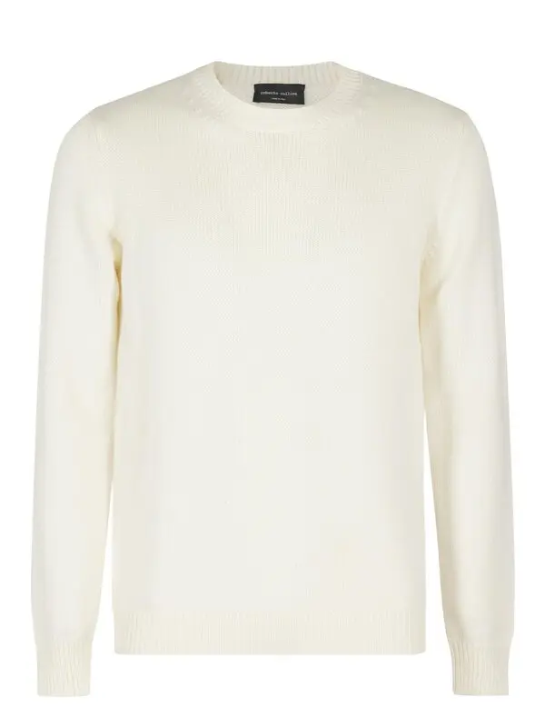 ROBERTO COLLINA Crew Neck Long Sleeve Sweater - White