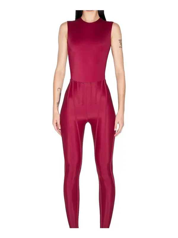 MUGLER High-neck Sleeveless Bodysuit - Red