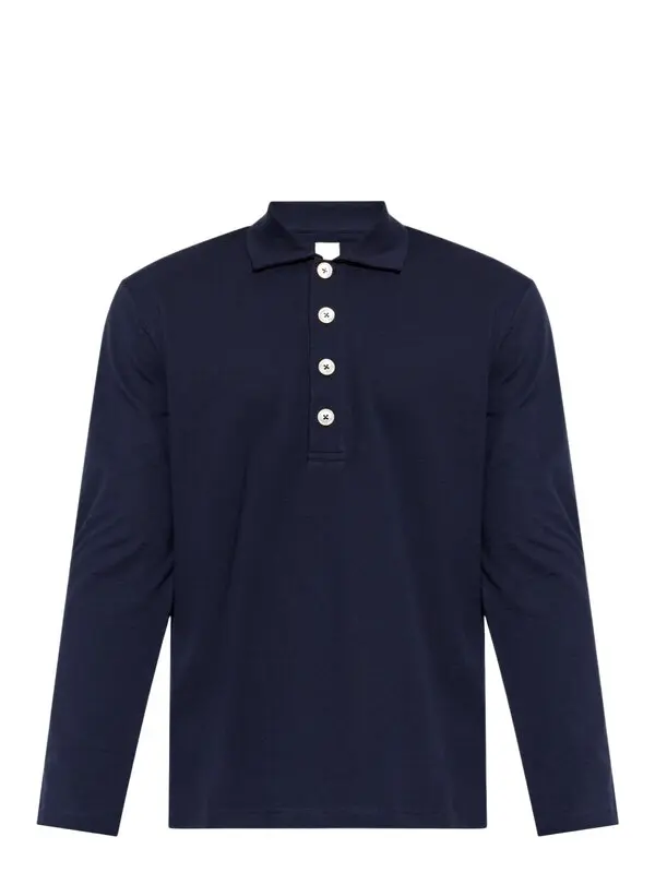 Eleventy Long Sleeve Polo Shirt - Navy Blue