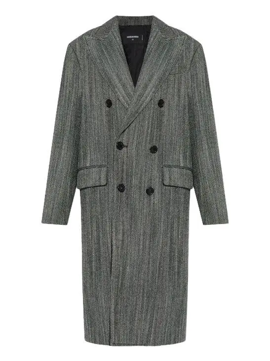 Dsquared2 Double Breasted Peak Lapel Overcoat - Black