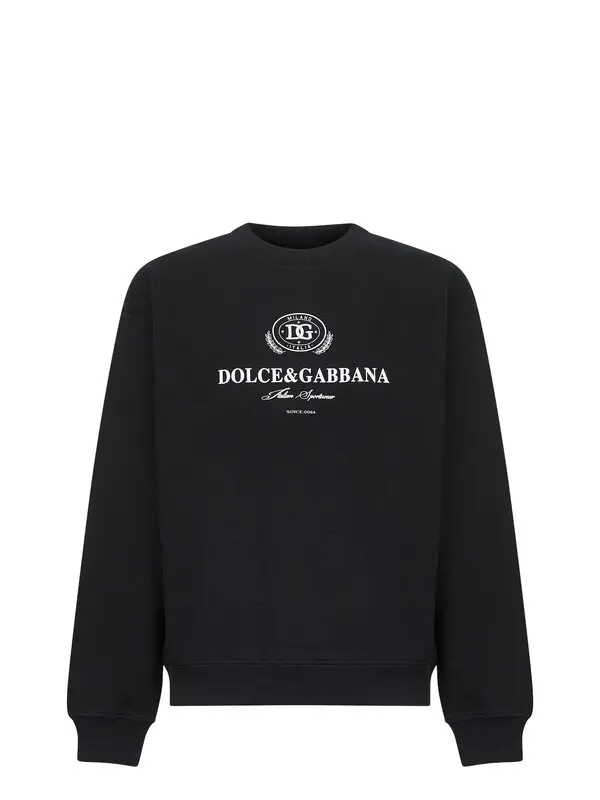 Dolce & Gabbana Dolce Gabbana Logo Printed Crewneck Sweatshirt - Black