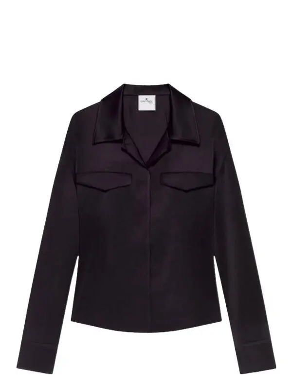 COURREGES Satin Lapel Collar Shirt - Black