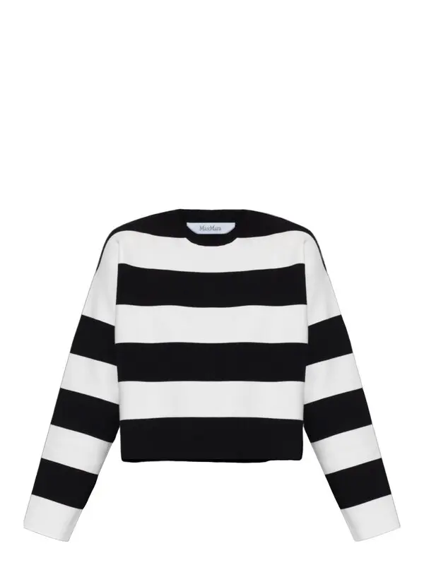 Max Mara Striped Crewneck Long Sleeve T-shirt - Black