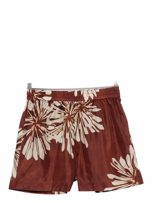 Brunello Cucinelli Floral Print Elasticated Waistband Shorts - Brown
